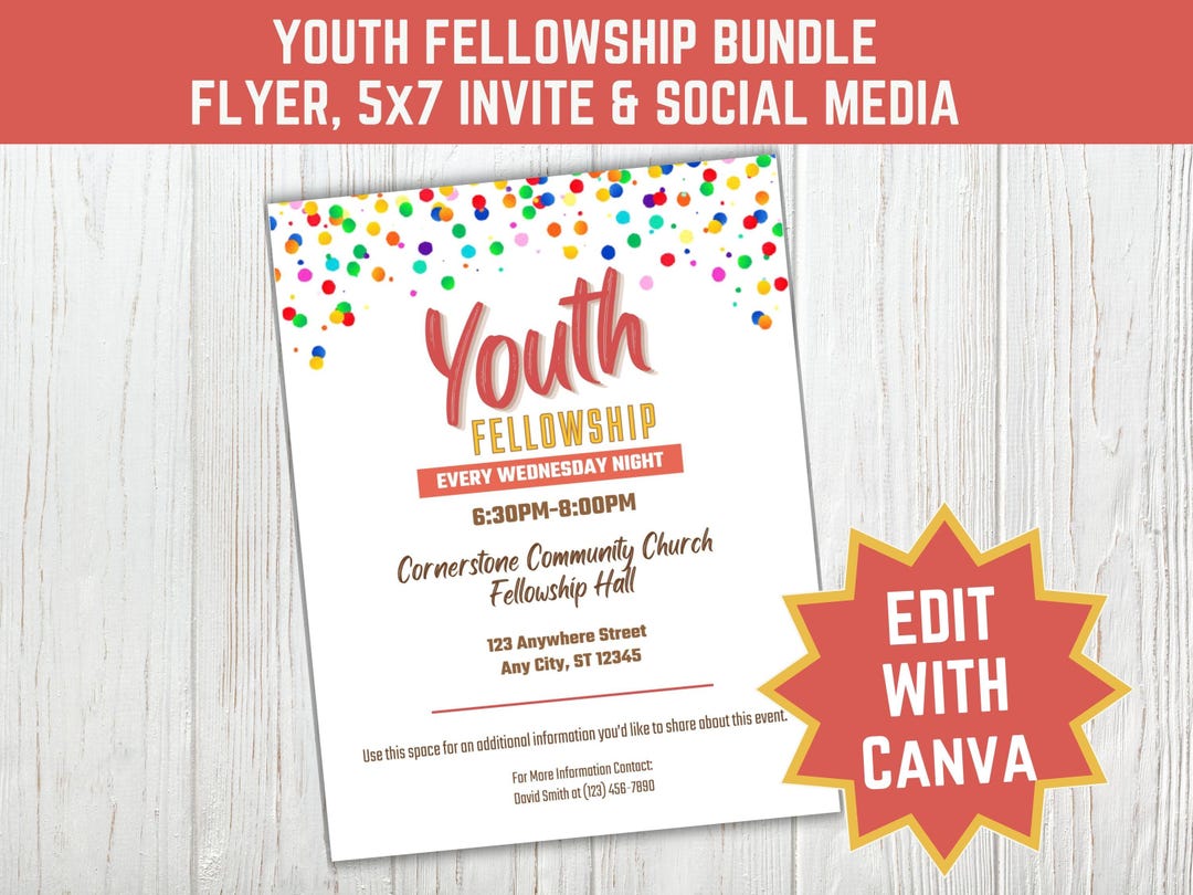 Weekly Youth Fellowship Bundle Printable Promotion Templates, Flyer ...