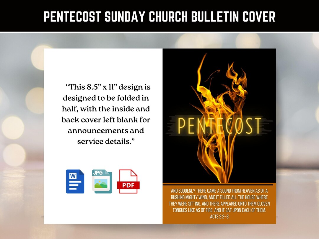 Pentecost Sunday Church Bulletin Art Cover Acts 2:2-3, A Sound Came ...