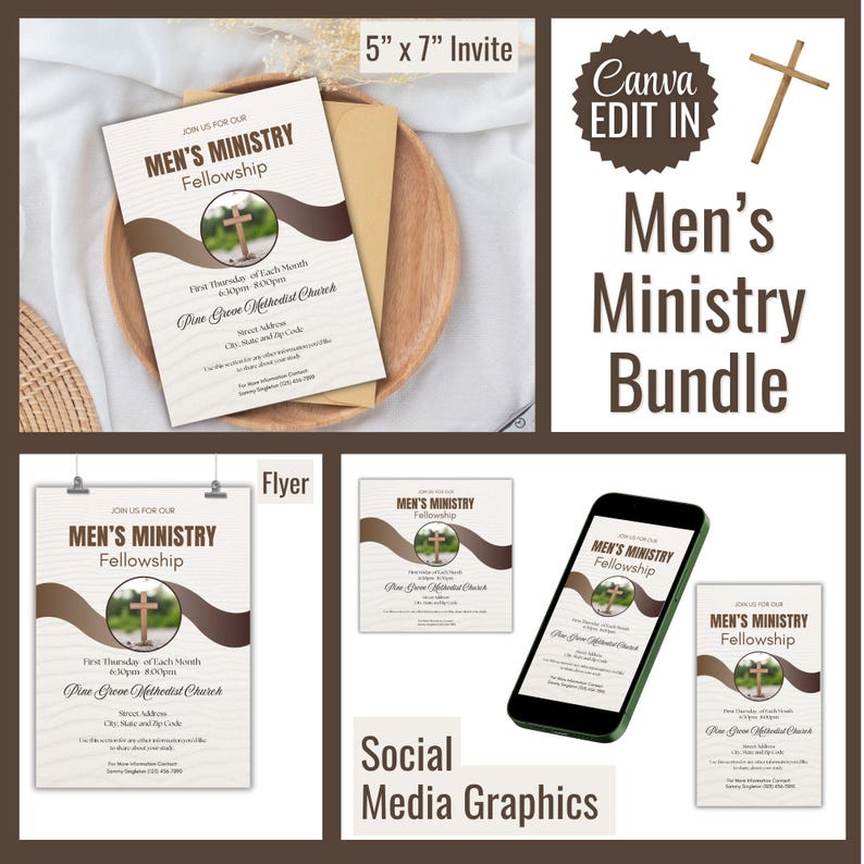 Mens Ministry Fellowship Bundle, Printable Templates Flyers Invites ...