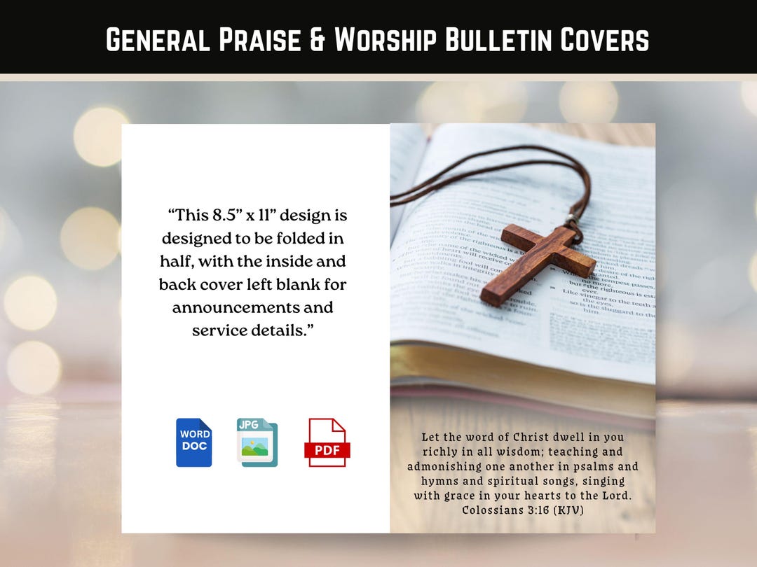 General Use Worship Church Bulletin Cover Art & Template, Theme: God's ...