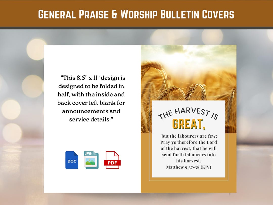 Printable General Worship Church Bulletin Art Cover Template & Bible ...