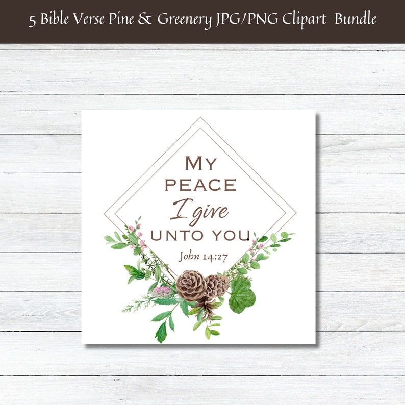 5 Christian JPG & PNG Pine Themed Clipart Bundle Bible Verses Great for ...