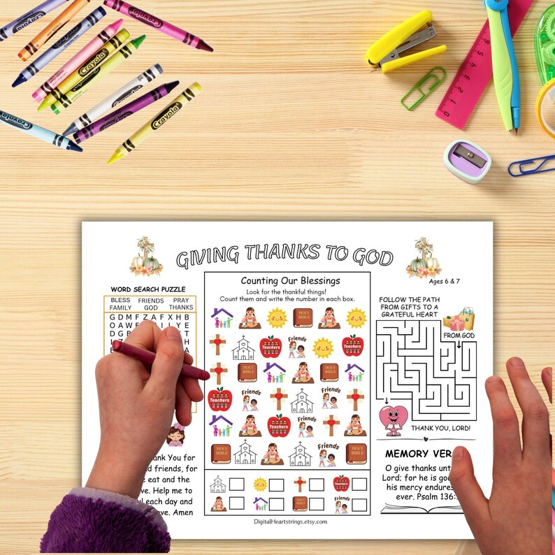 Thanksgiving Bible Activity Page for Kids Children Church Printable ...