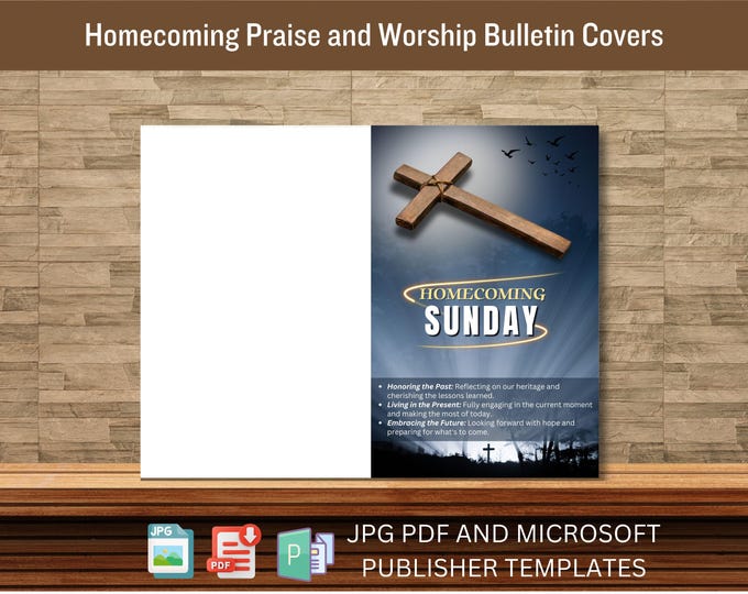Printable Homecoming Sunday Church Bulletin Cover, Honoring Past ...