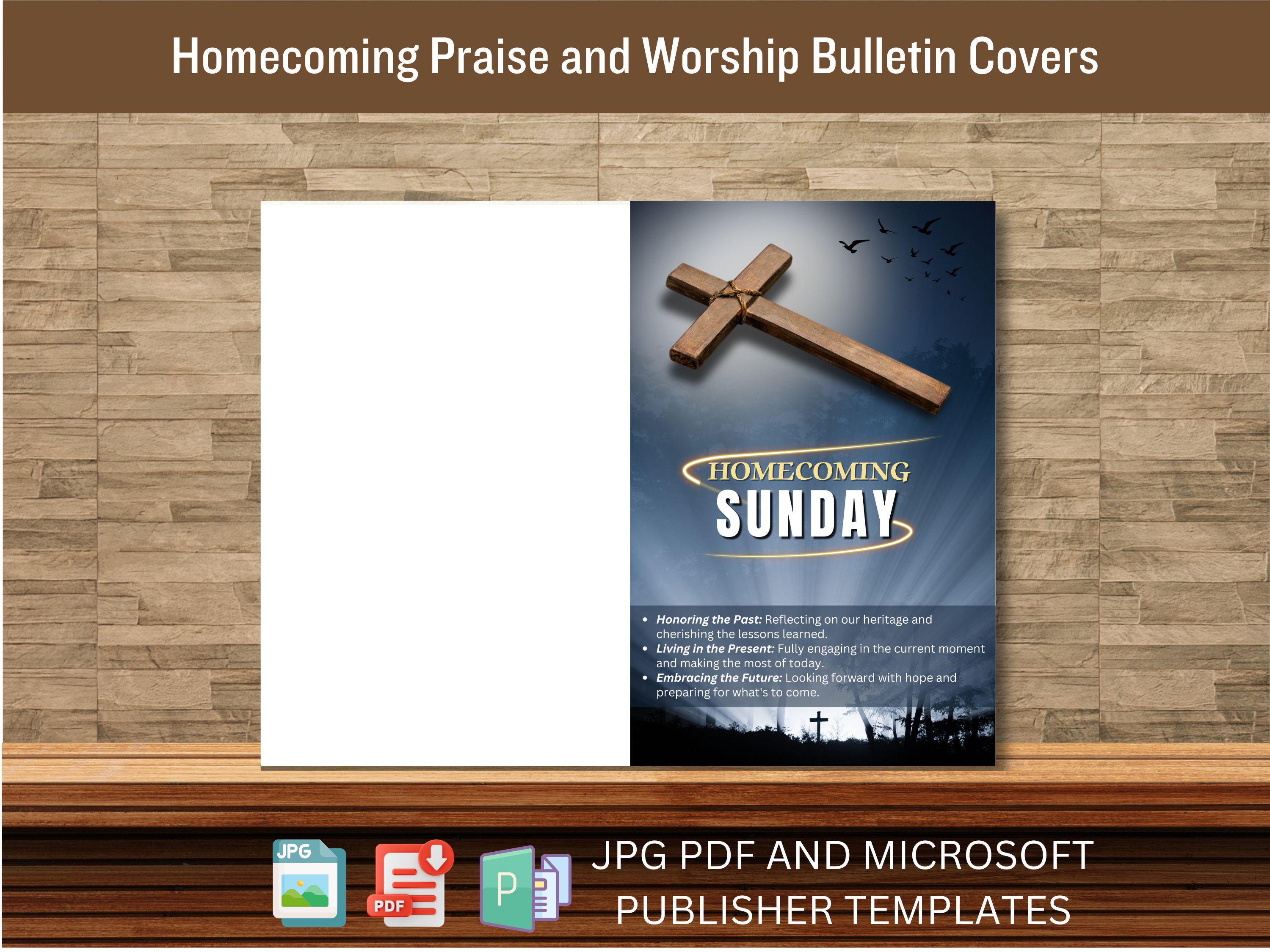 Printable Homecoming Sunday Church Bulletin Cover, Honoring Past ...
