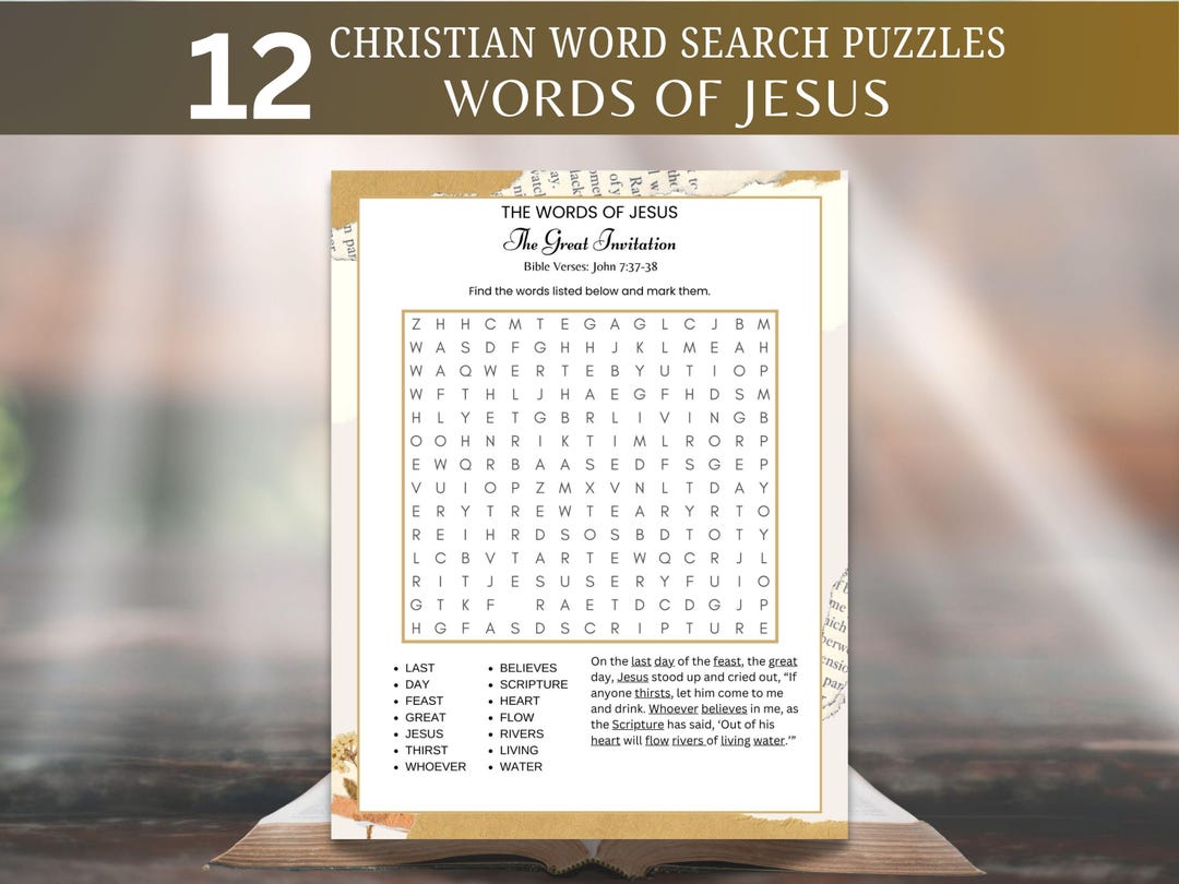 12 Page Set of Printable Bible Word Search Puzzles for Adults Teens ...