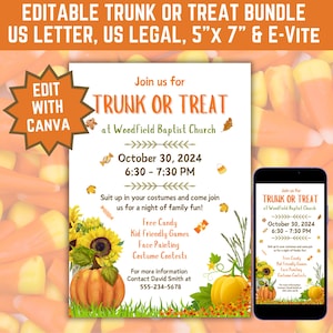 Trunk or Treat Templates Bundle for Fall Events, Church, School ...
