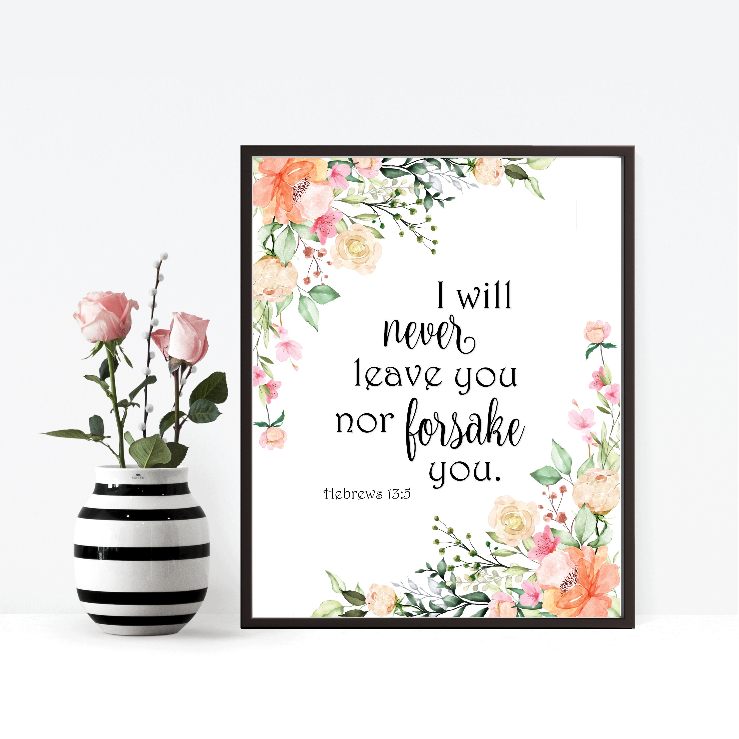 Printable Bible Verse Artwork Floral Printable Wall Art Digital ...