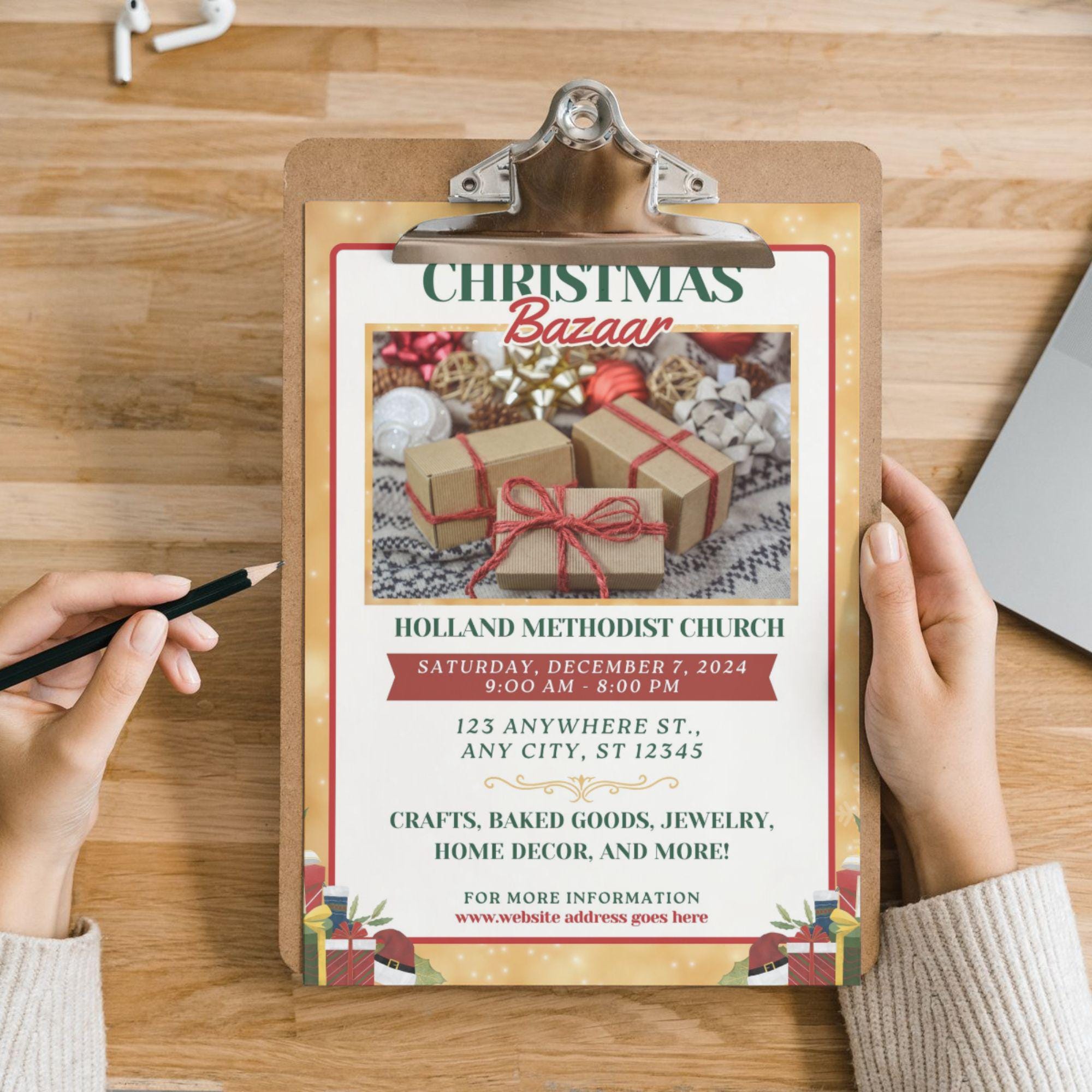 Christmas Bazaar Flyer Bundle Canva Editable Templates Neighbor Church ...