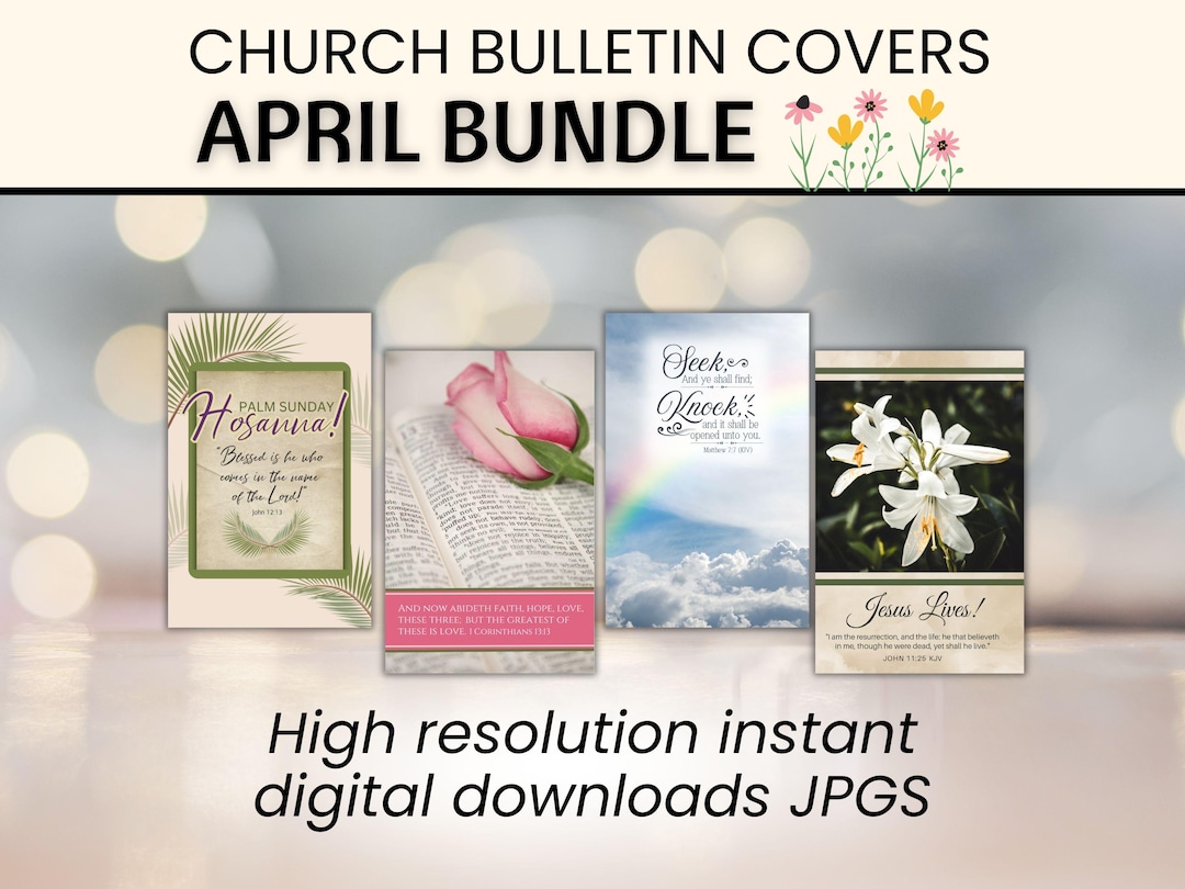 April Church Bulletin Cover Art Bundle, General & Spring Designs ...