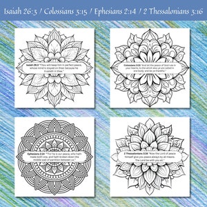 12 4"x4" Trending Christian Coloring Cards With Bible Verse & Mandala ...