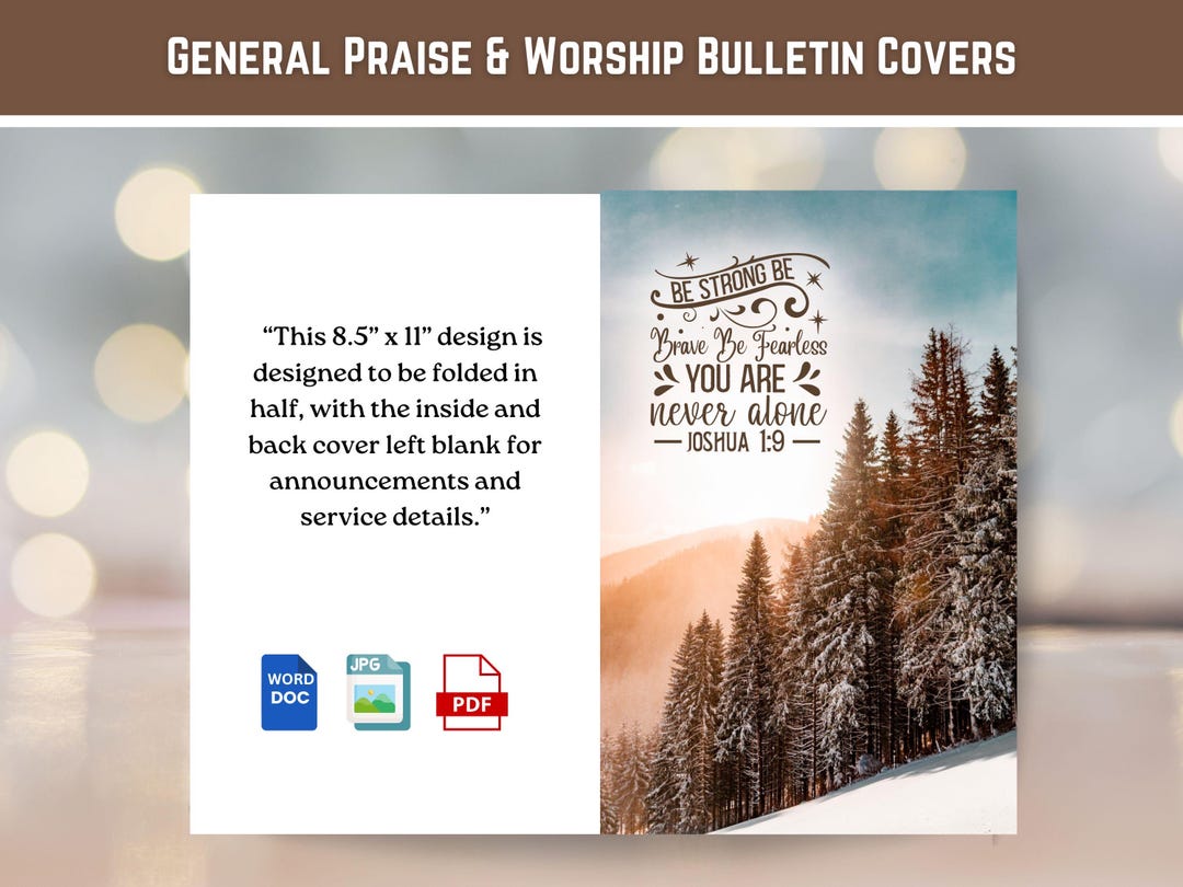 Printable General Worship Church Bulletin Art Cover Template & Bible ...