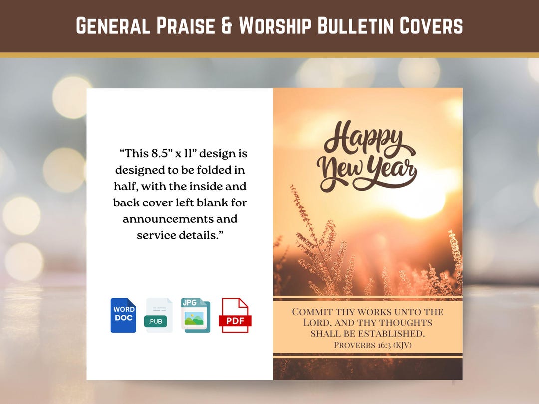 Printable General Worship Church Bulletin Cover & Template, Theme ...