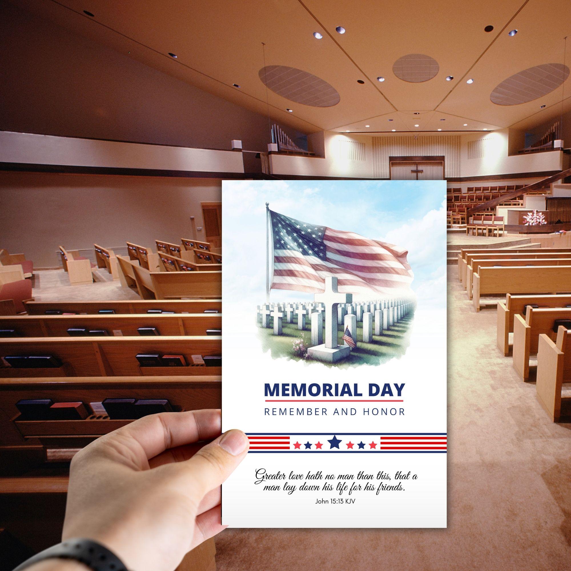 Memorial Day Church Bulletin or Event Program Cover Honor & Remember ...