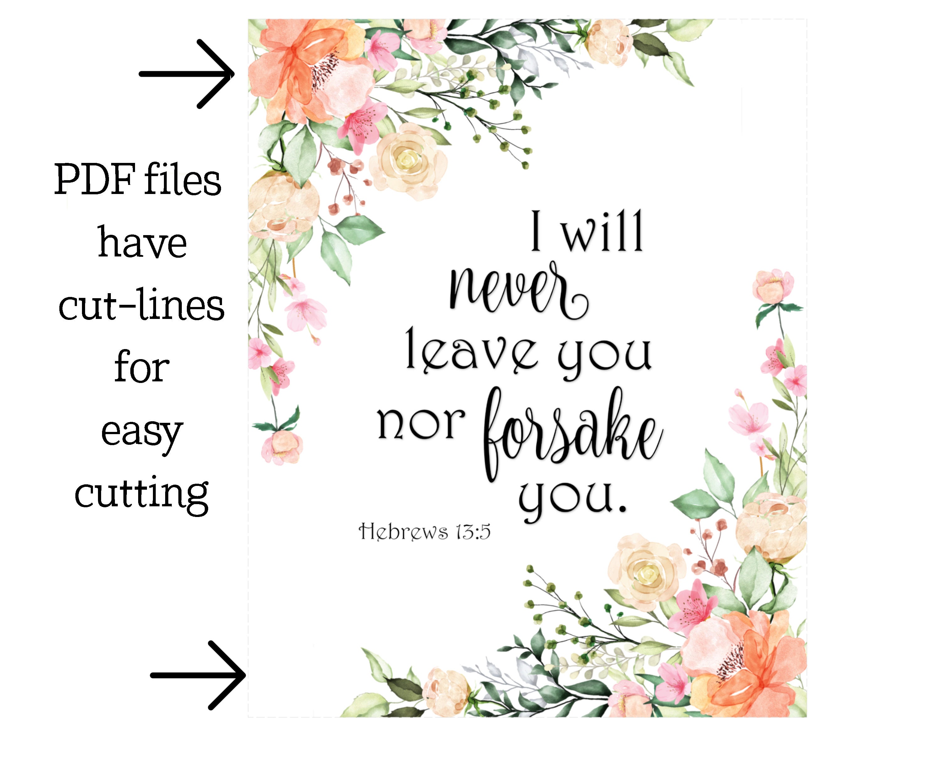 Printable Bible Verse Artwork Floral Printable Wall Art Digital ...