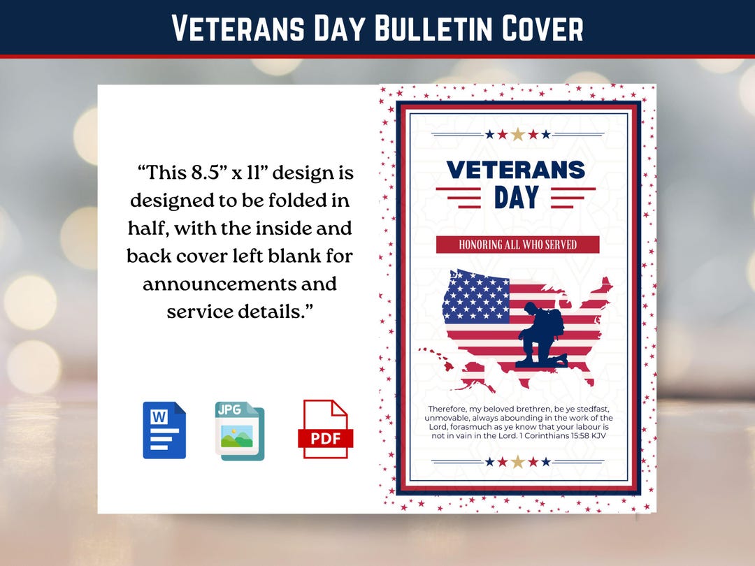 Veterans Day Celebration Church Bulletin Cover Program Bi-fold Design ...