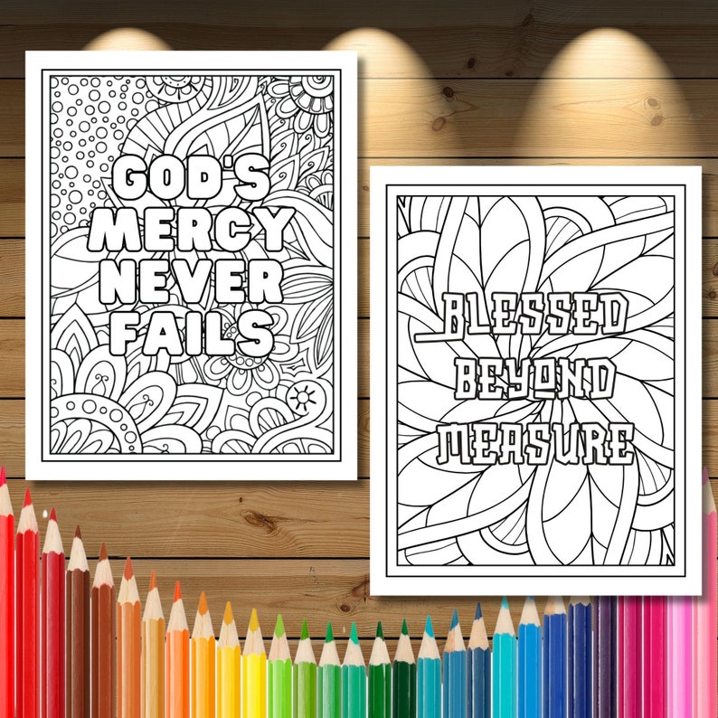 Printable Inspirational Bible Verse Coloring Page Bundle, 12 Pages of ...