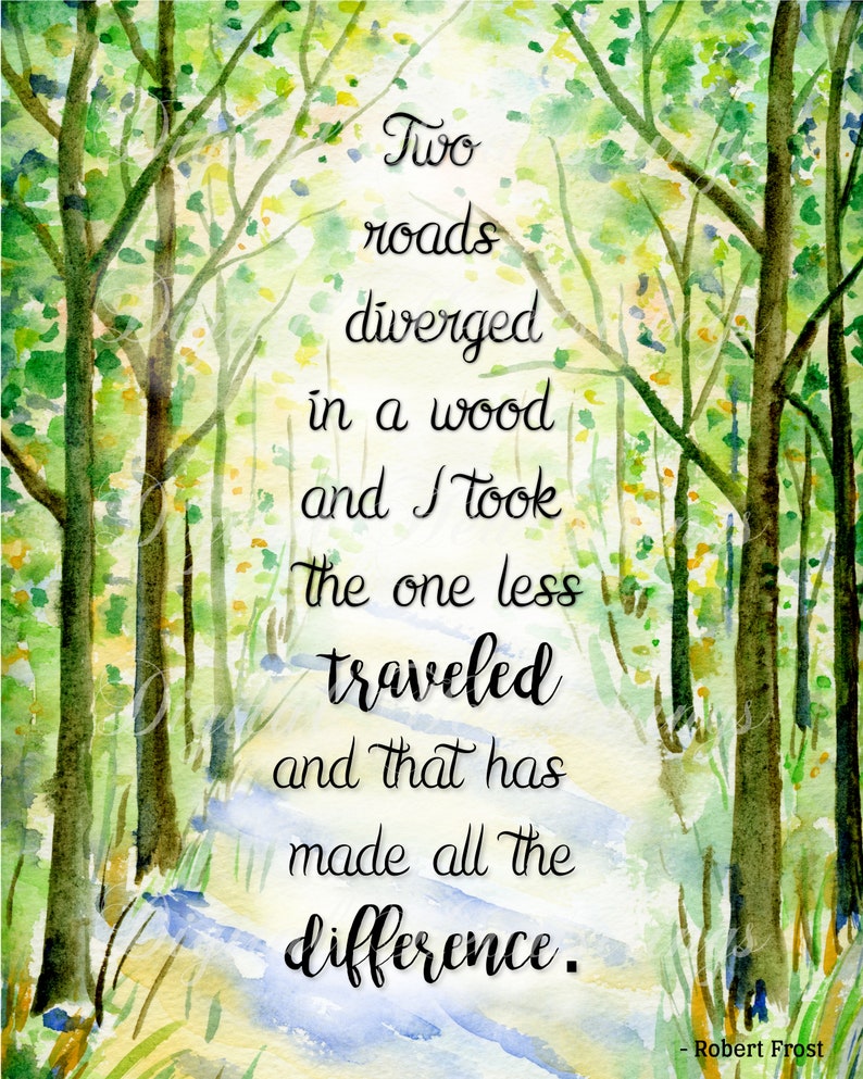 The Road Not Taken Poem by Robert Frost, Inspirational Poem, Forest ...