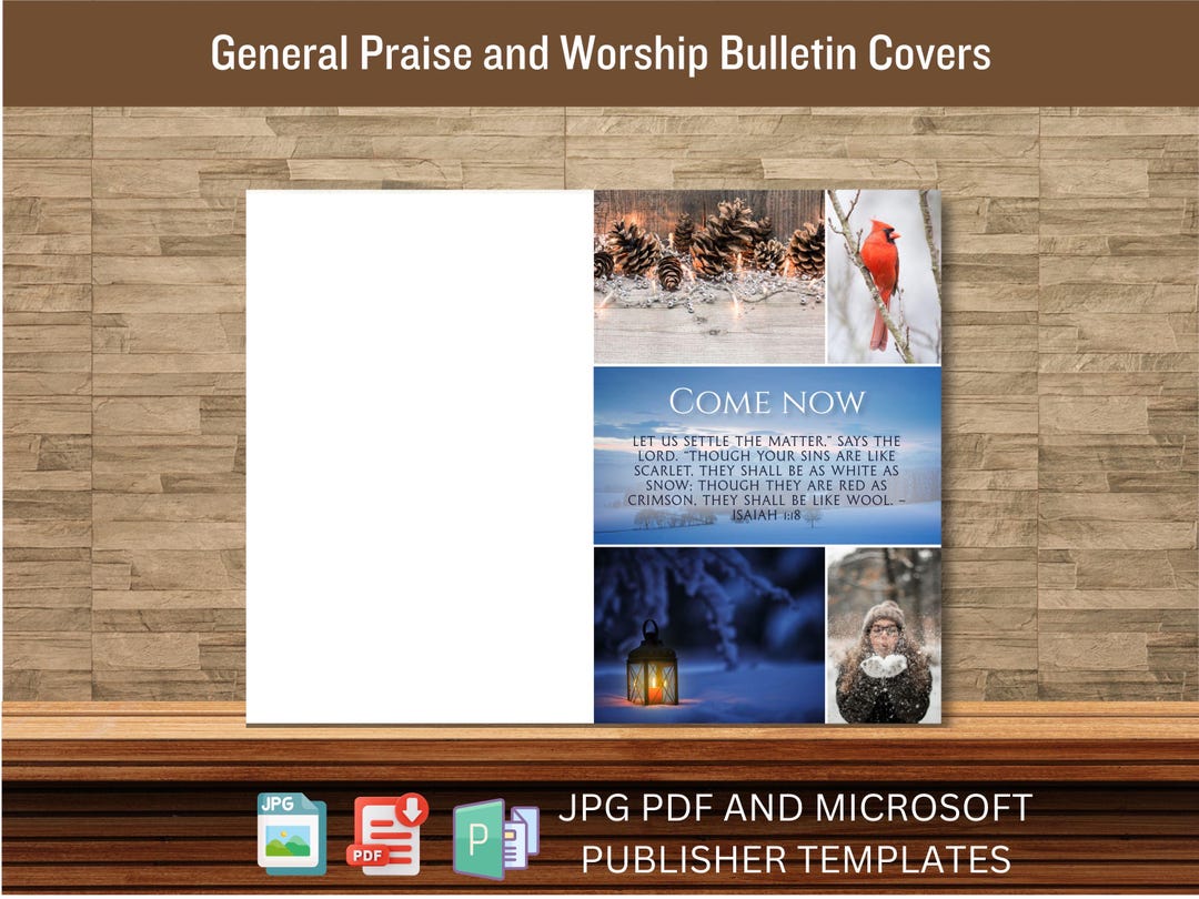 Winter Church Bulletin Cover and Template Worship Services & Events ...