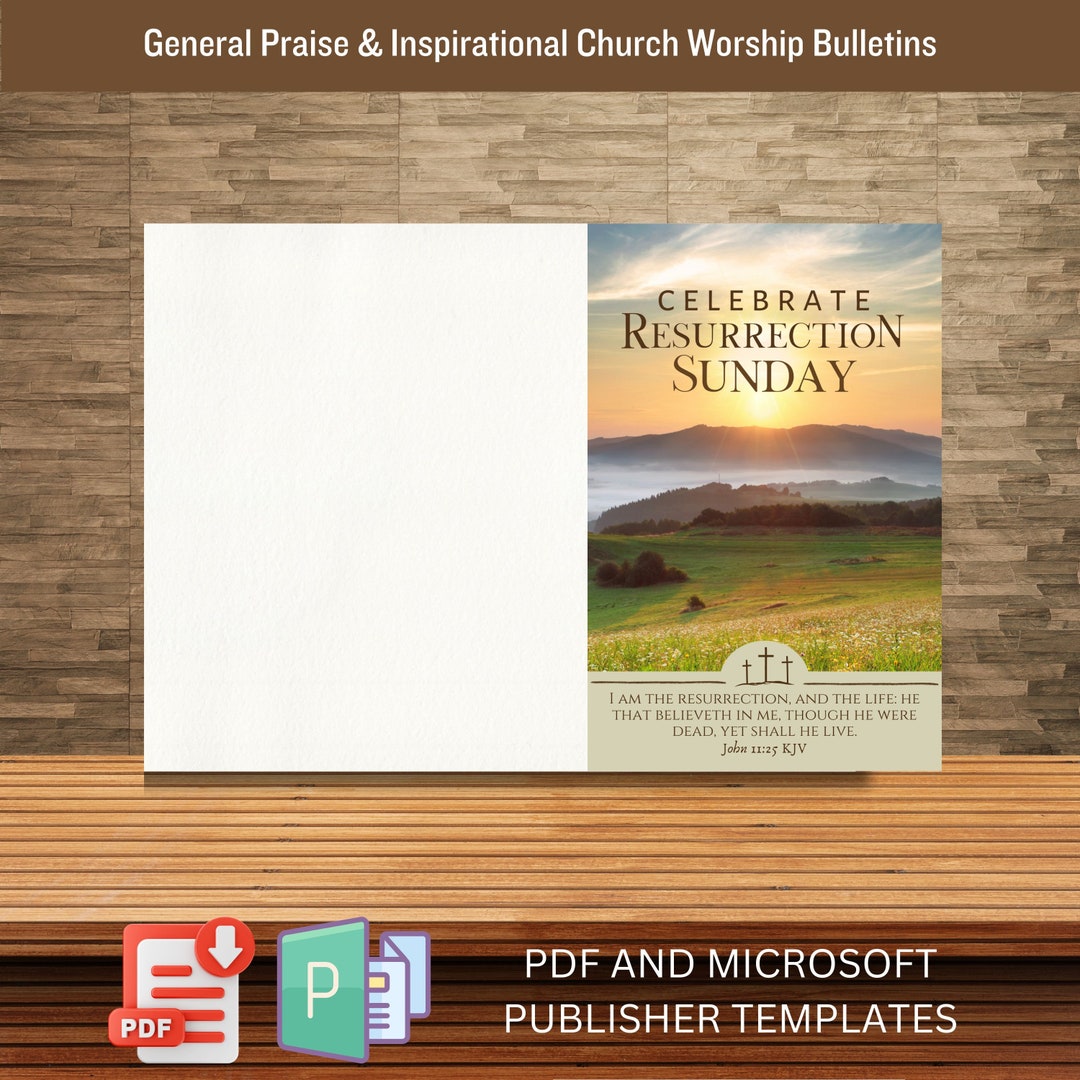 Easter Sunday Church Program Bulletin Cover Celebrate Resurrection ...