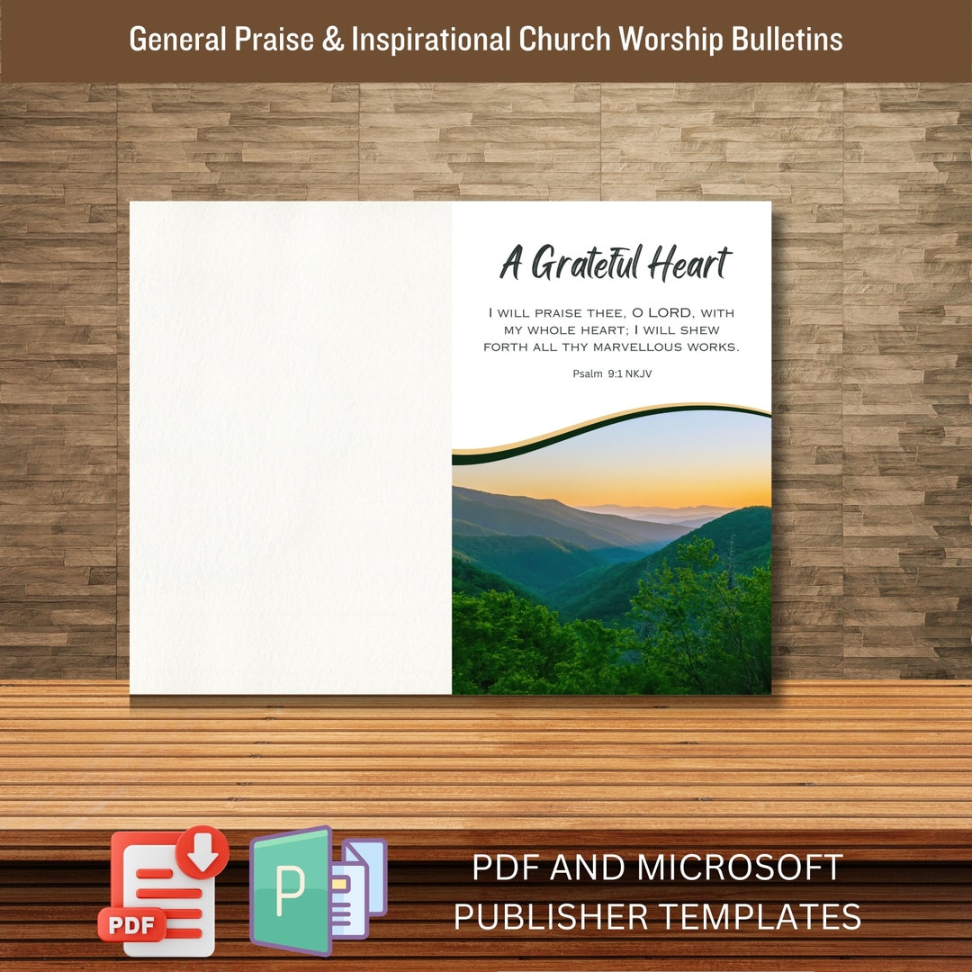 Church Bulletin Cover and Template General Praise and Worship Service ...