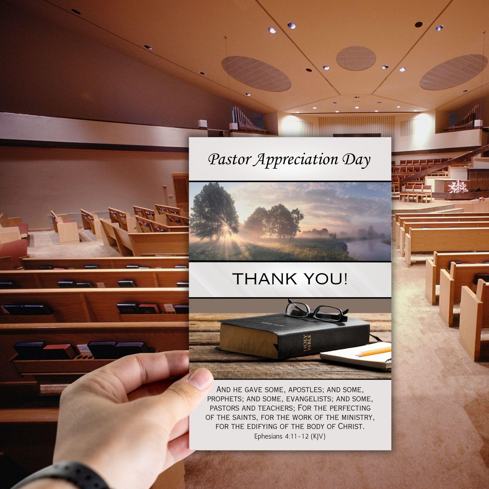Pastor Appreciation Day Church Bulletin Cover, Bible, Sunrise & Verse ...