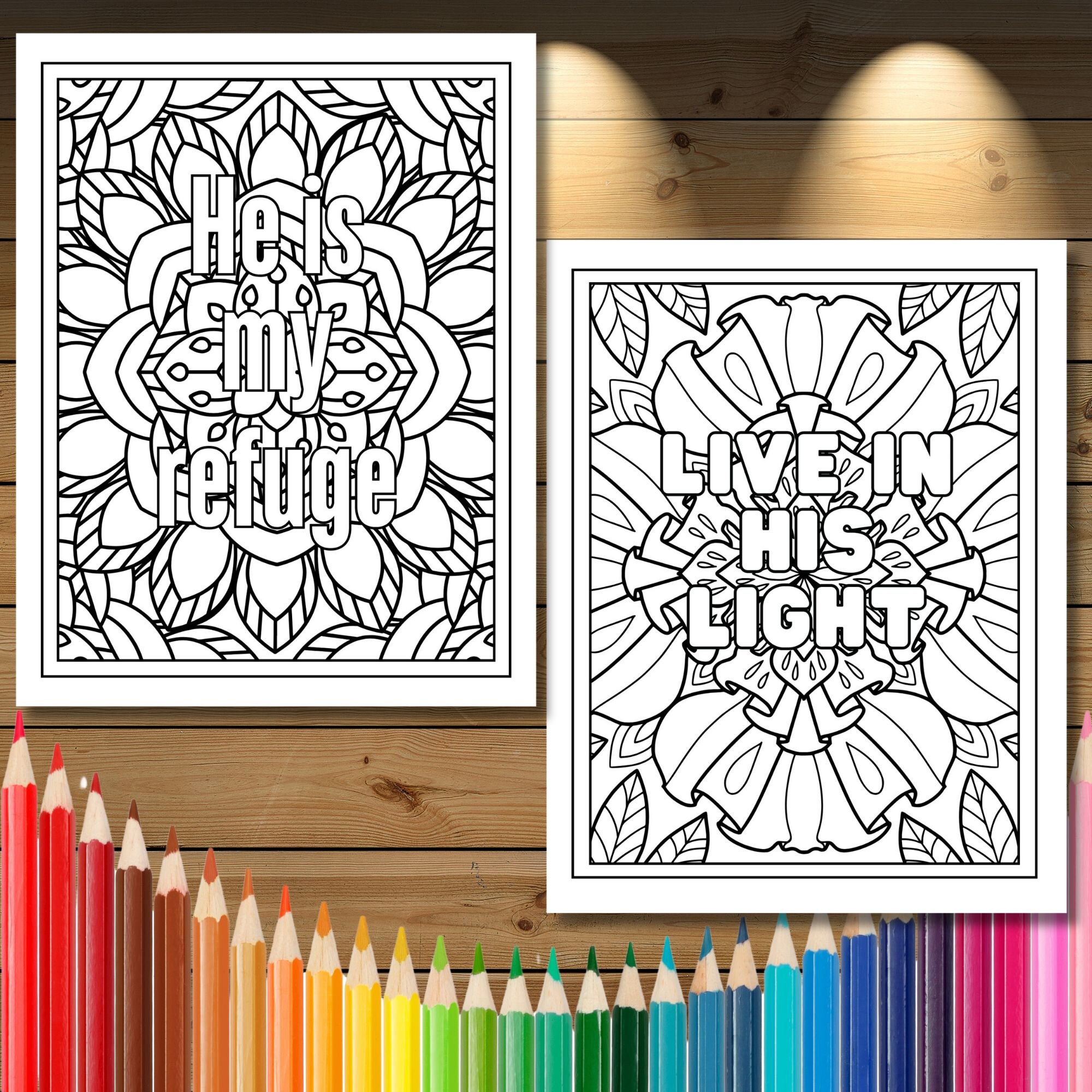 Printable Inspirational Bible Verse Coloring Page Bundle, 12 Pages of ...