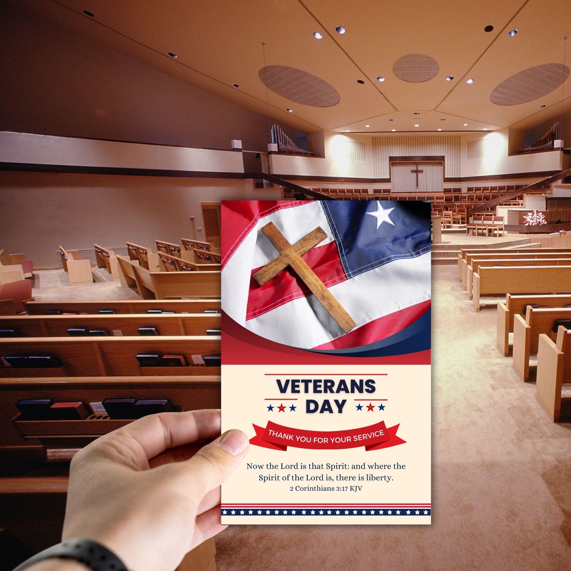 Veterans Day Celebration Church Bulletin Cover Service Program Bi-fold ...