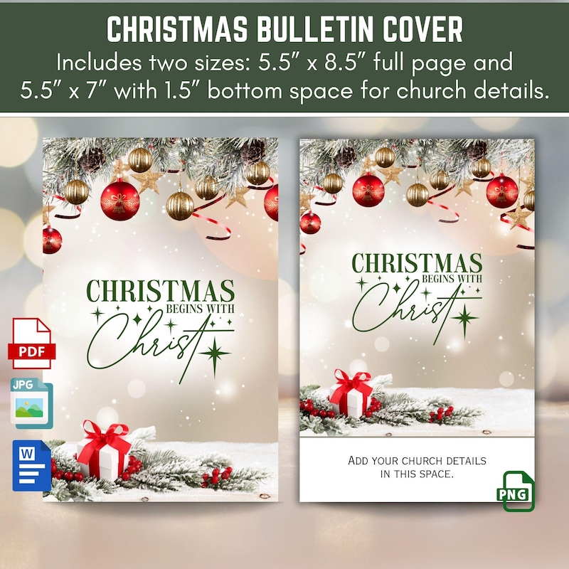 Church Christmas Bulletin Cover - Etsy