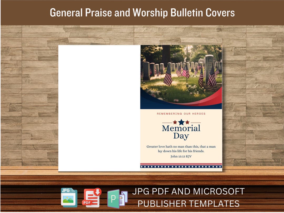 Memorial Day Church Bulletin Cover Worship Service Event Program ...