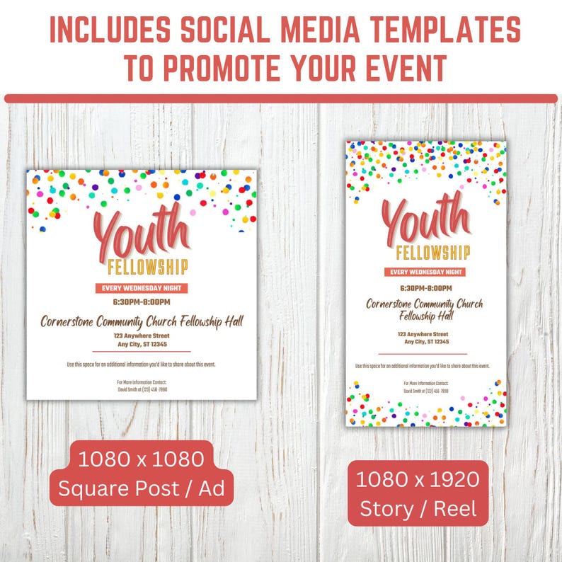 Weekly Youth Fellowship Bundle Printable Promotion Templates, Flyer ...