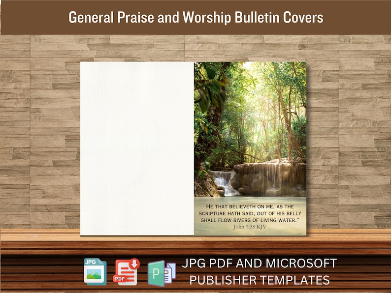 Printable Praise and Worship Church Bulletin Cover Art, Bible Verse ...