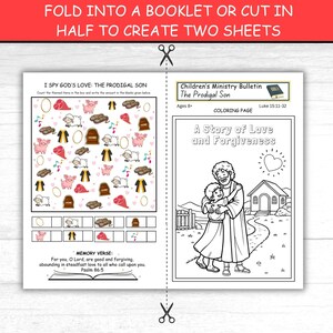 Childrens Church Bulletin, Bible Story of the Prodigal Son, Sunday ...