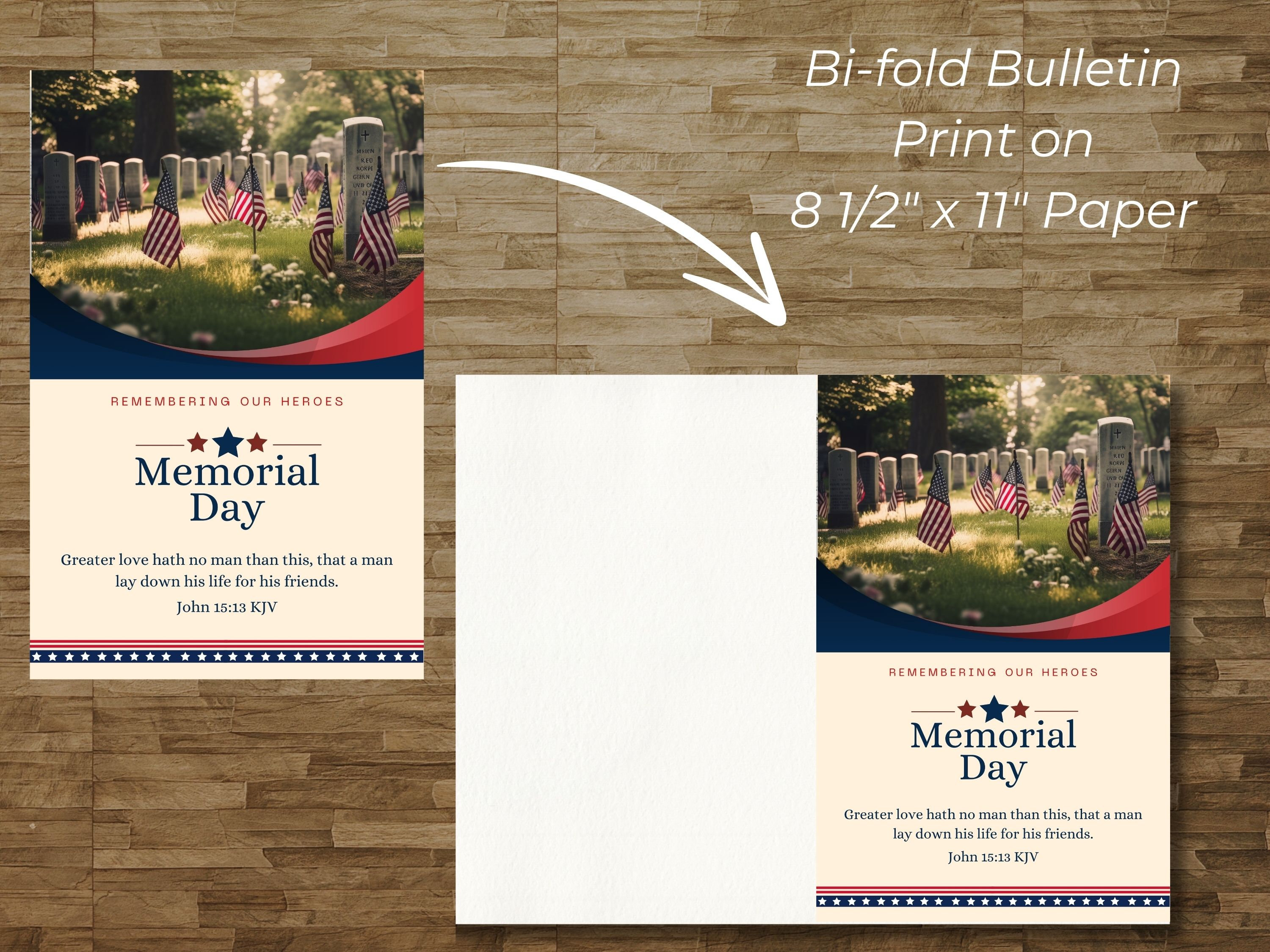 Memorial Day Church Bulletin Cover Worship Service Event Program ...