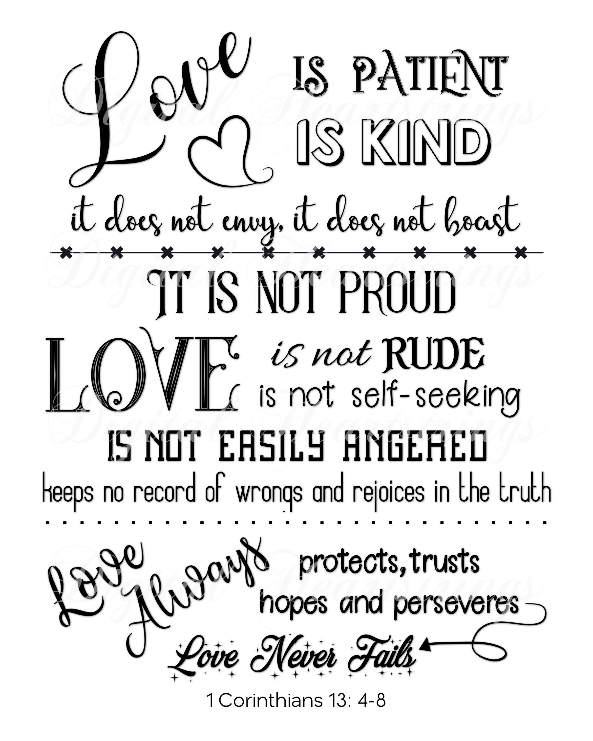 Bible Scripture Art, 1 Corinthians 13: 4-8, Love First, Christian ...
