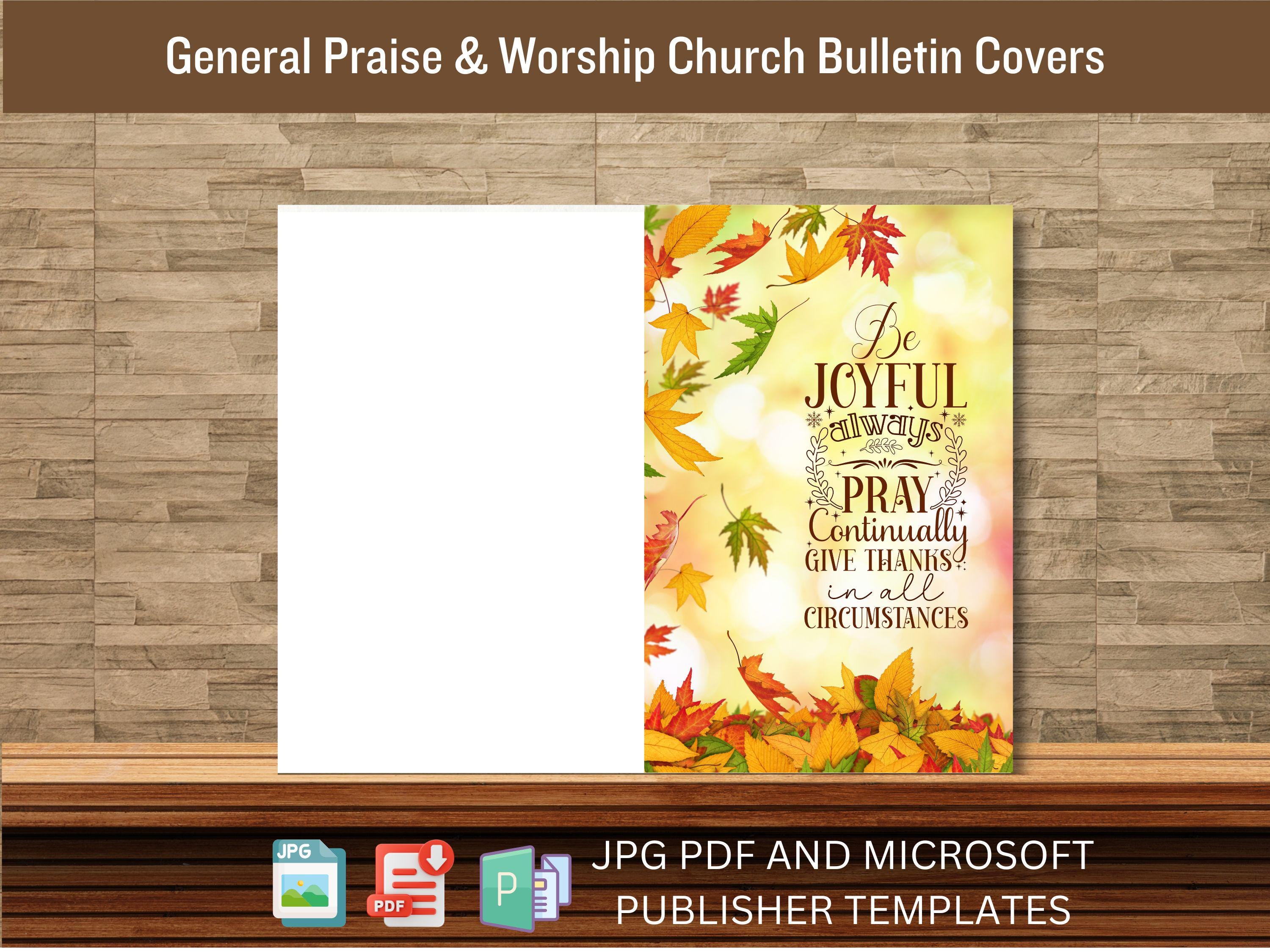 Printable General Praise & Worship Autumn Church Bulletin Cover Bi ...