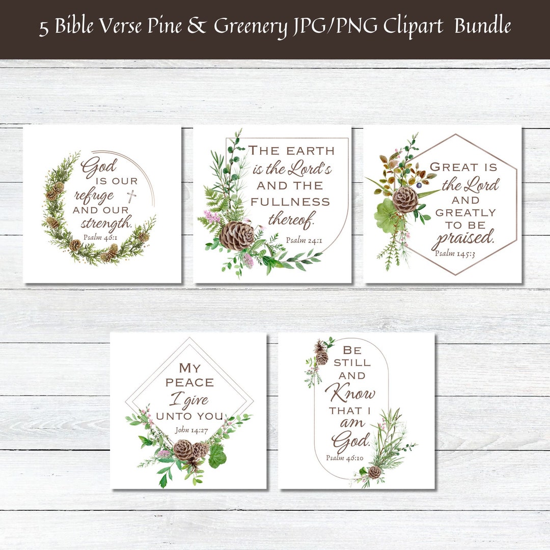 5 Christian JPG & PNG Pine Themed Clipart Bundle Bible Verses Great for ...