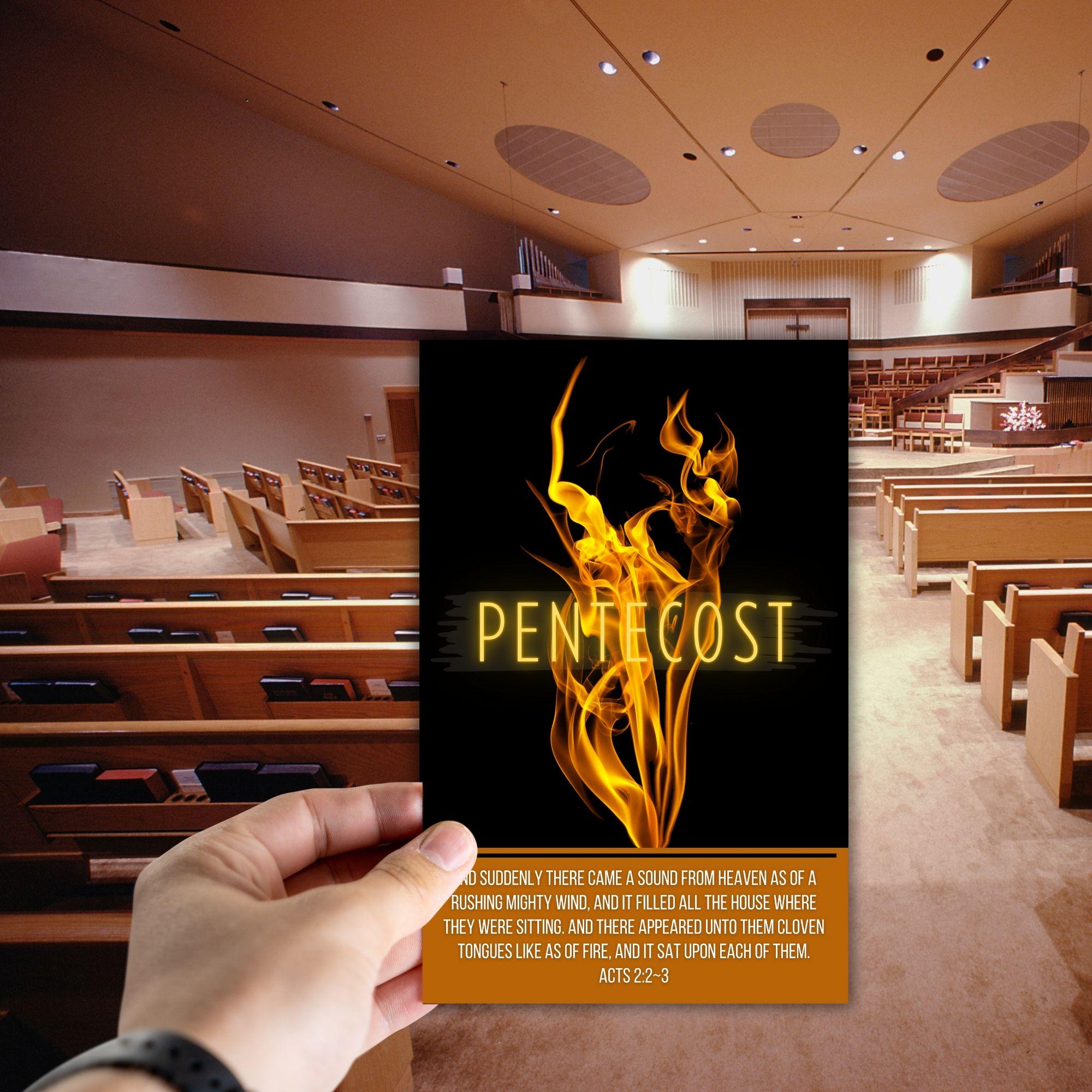Pentecost Sunday Church Bulletin Art Cover Acts 2:2-3, A Sound Came ...