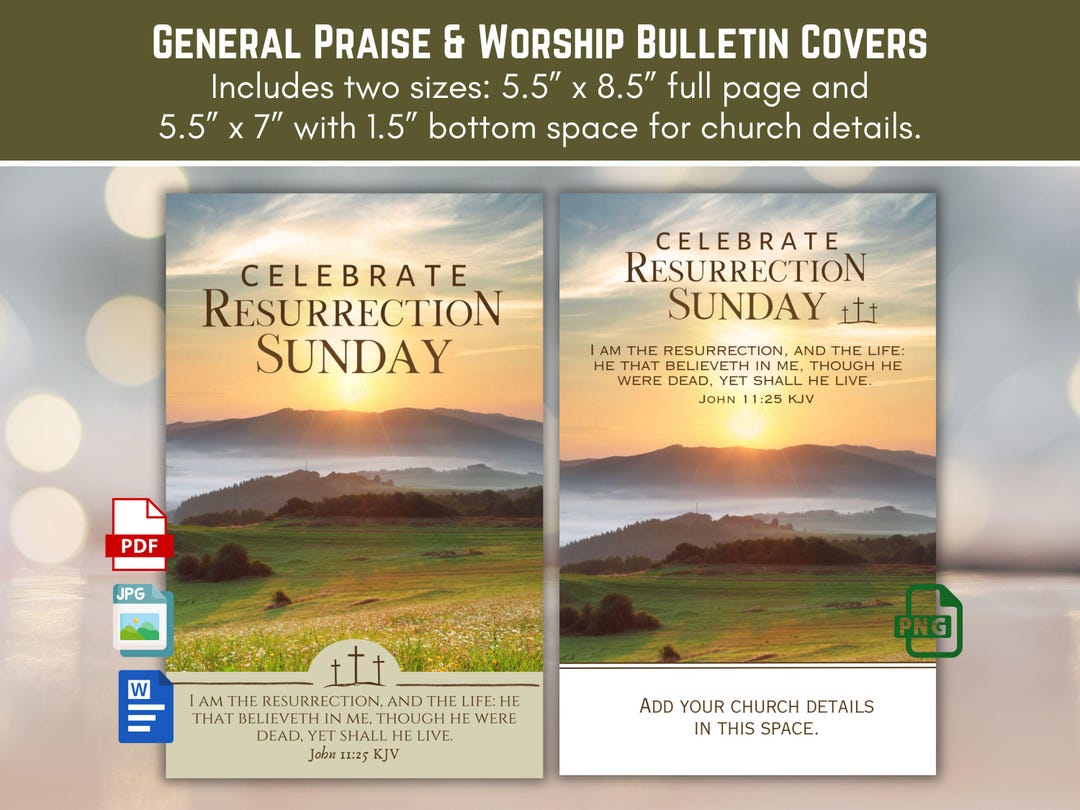 Easter Worship Church Bulletin Art Cover, Celebrate Resurrection Sunday ...