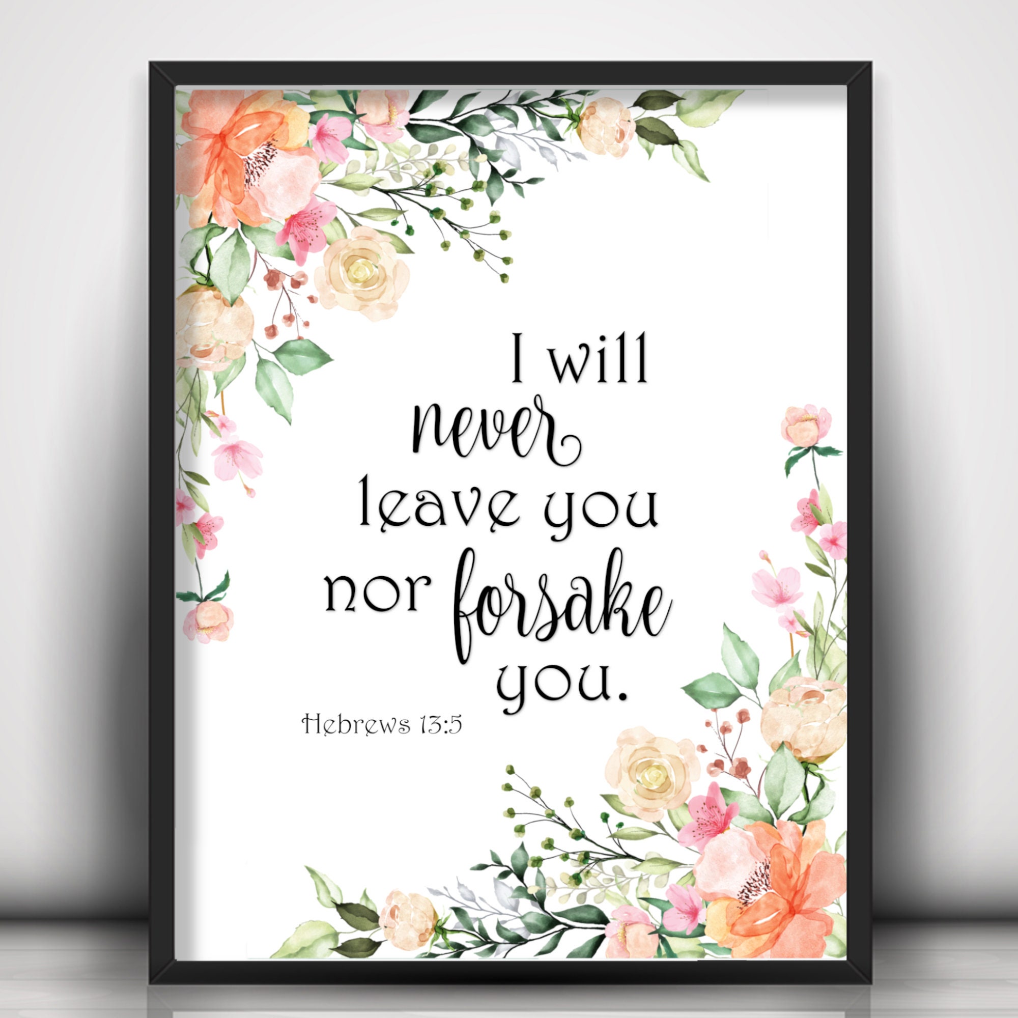 Printable Bible Verse Artwork Floral Printable Wall Art Digital ...