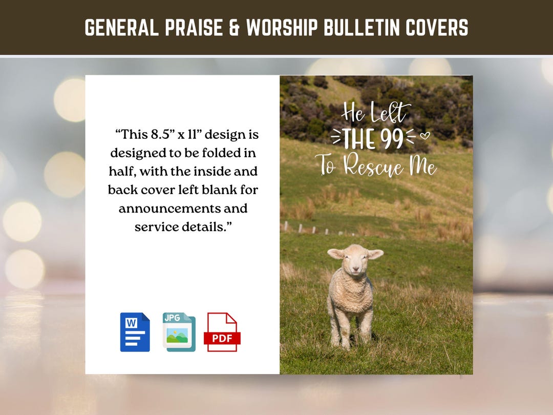General Worship Church Bulletin Cover Art, He Left the 99 to Rescue Me ...