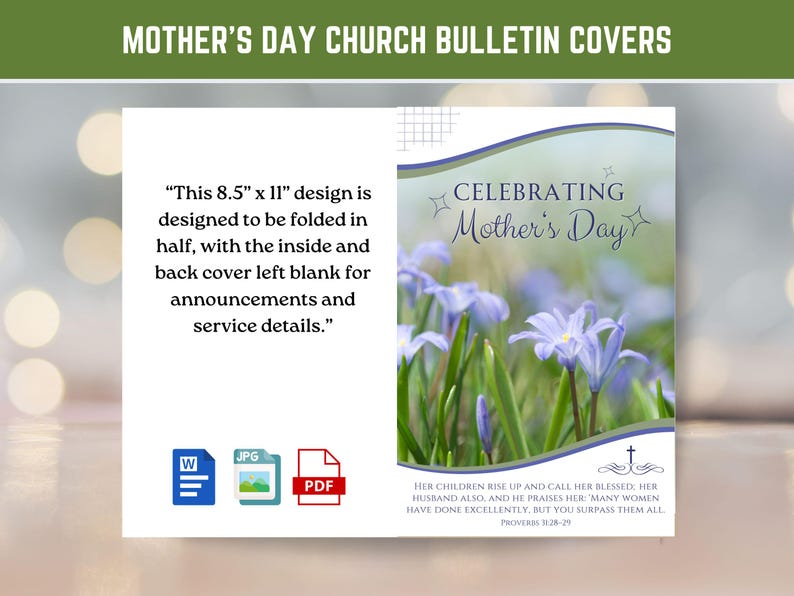 Mother's Day Church Bulletin Cover Art, Proverbs 31 Her Children Call ...