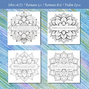 12 4"x4" Trending Christian Coloring Cards With Bible Verse & Mandala ...