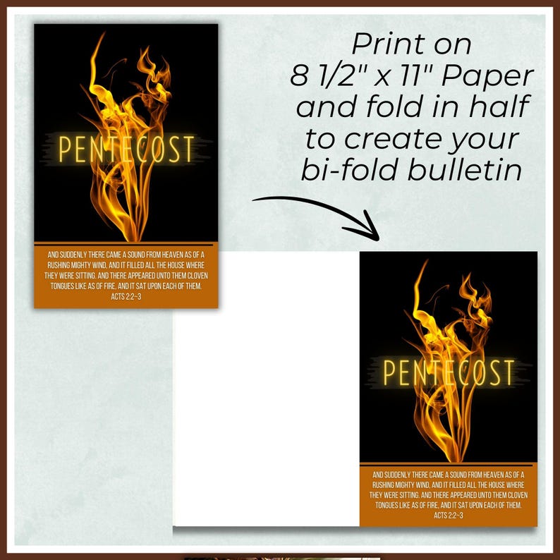 Pentecost Sunday Church Bulletin Art Cover Acts 2:2-3, A Sound Came ...