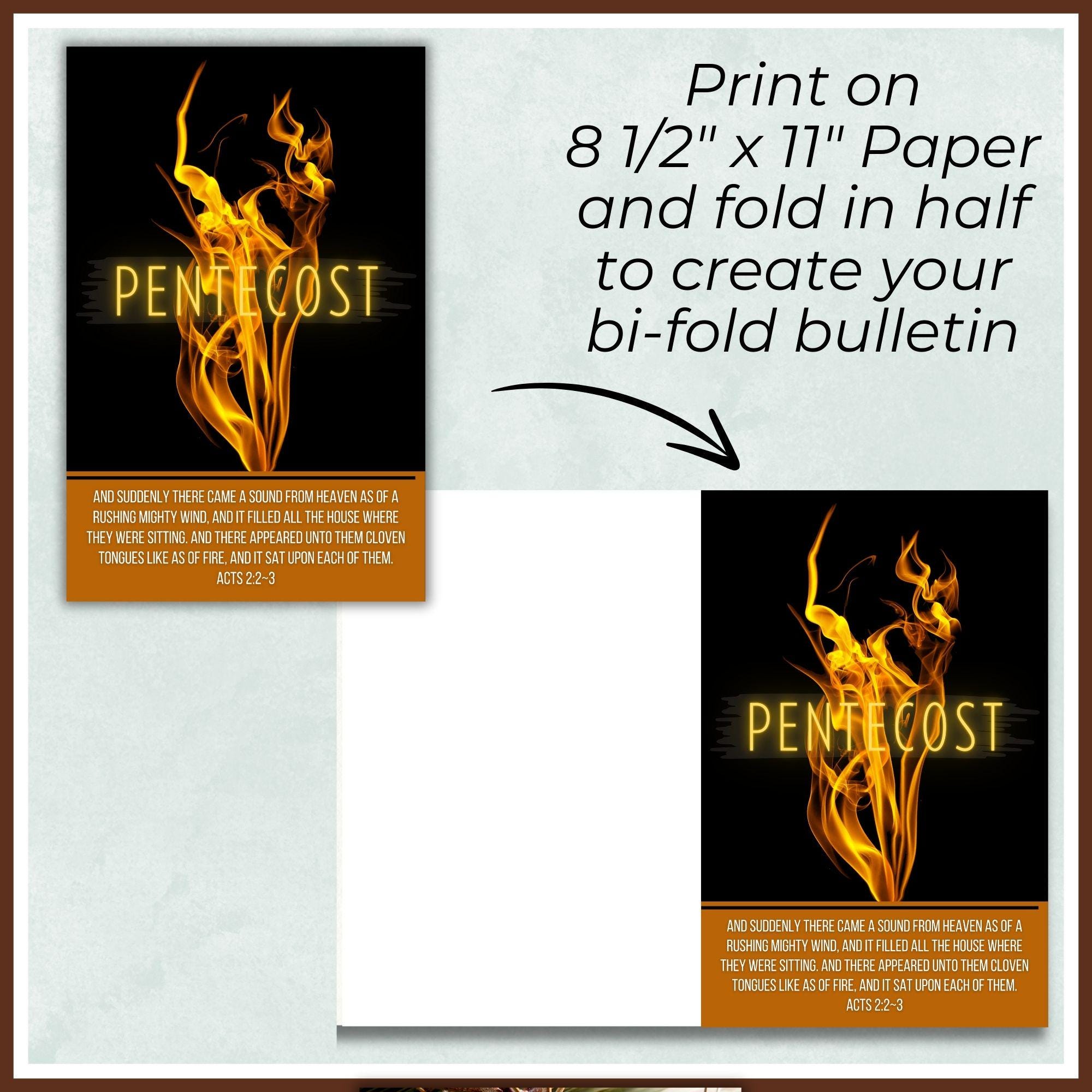 Pentecost Sunday Church Bulletin Art Cover Acts 2:2-3, A Sound Came ...
