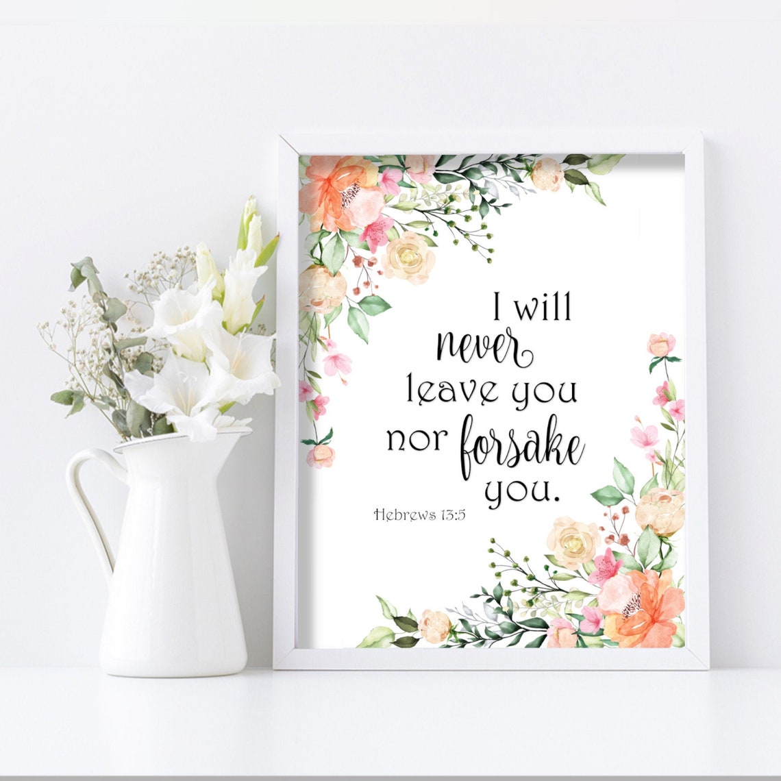 Printable Bible Verse Artwork Floral Printable Wall Art Digital ...