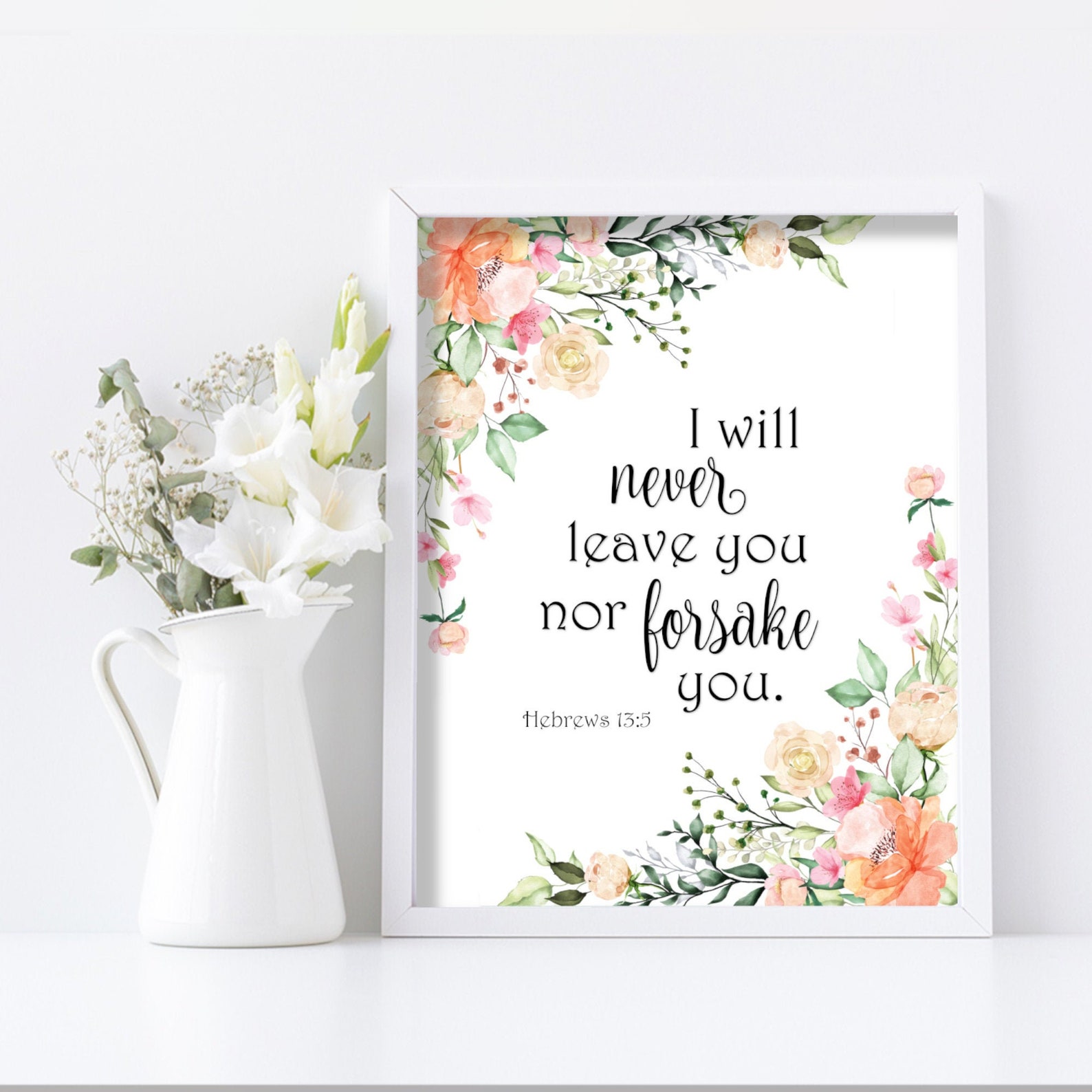 Printable Bible Verse Artwork Floral Printable Wall Art Digital ...