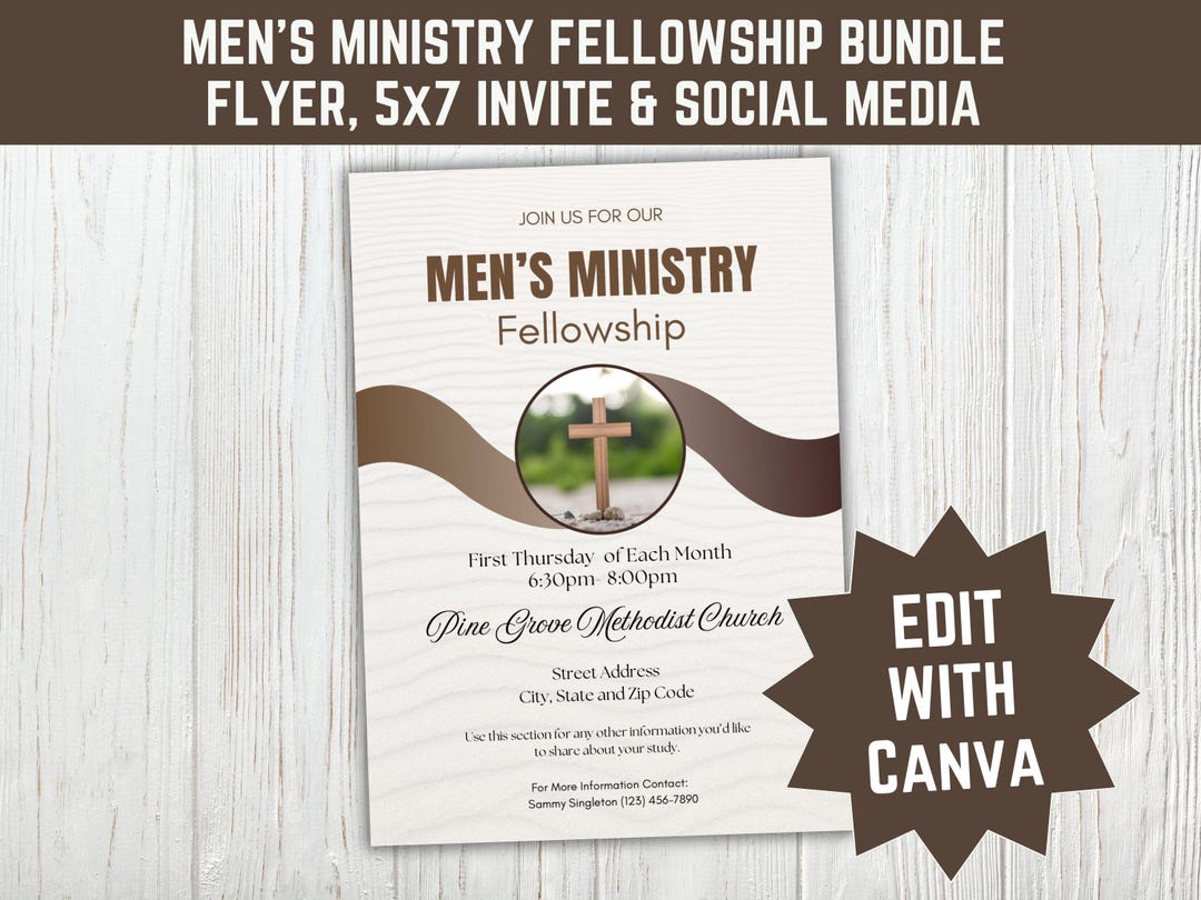 Mens Ministry Fellowship Bundle, Printable Templates Flyers Invites ...
