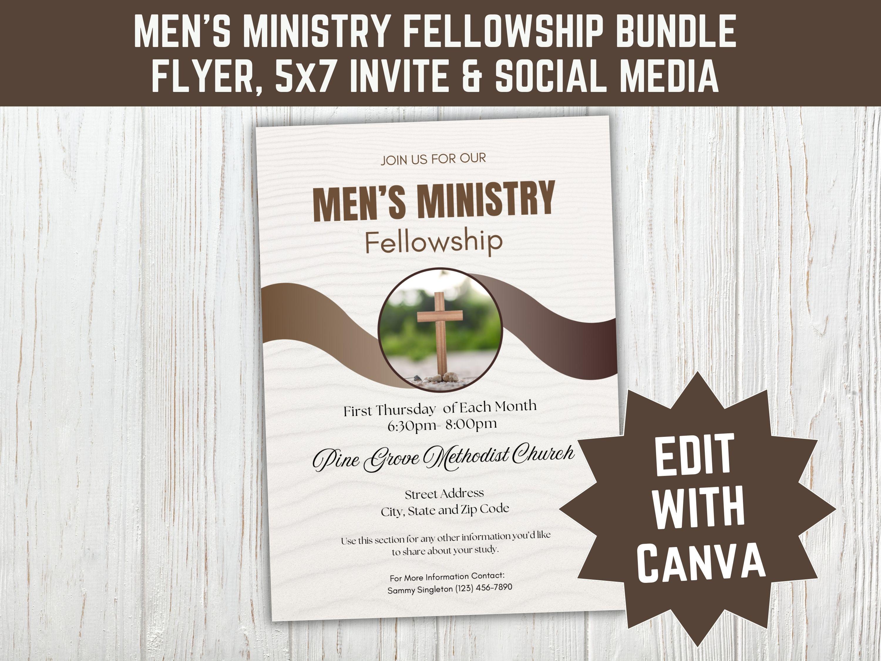 Mens Ministry Fellowship Bundle, Printable Templates Flyers Invites ...