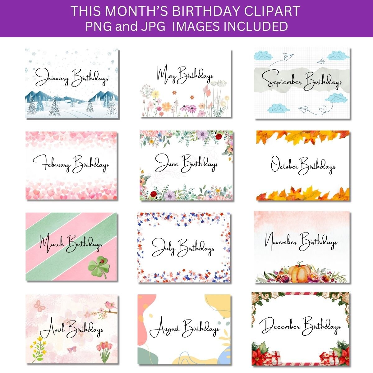 Christian Clipart Features This Month's Birthdays for Each Month of the ...